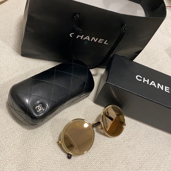 CHANEL | Accessories | Chanel Round 24k Gold Sunglasses Limited Edition ...